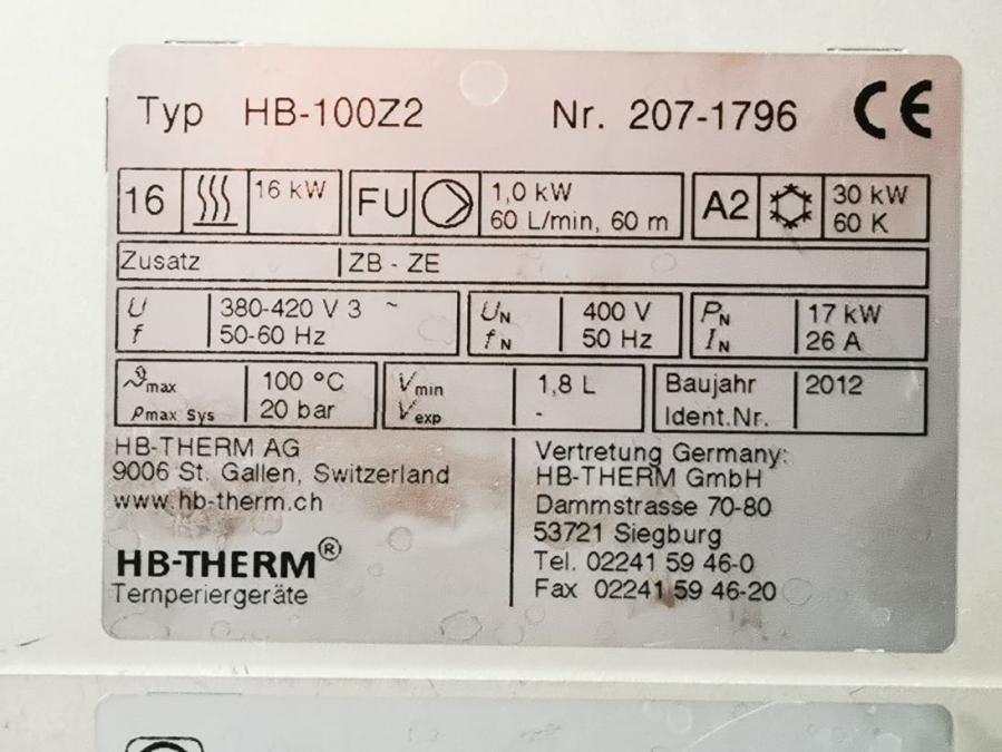 used Temperature Control Unit HB-Therm 5 - 29751 - Typ: HB-100Z2 ZB ...